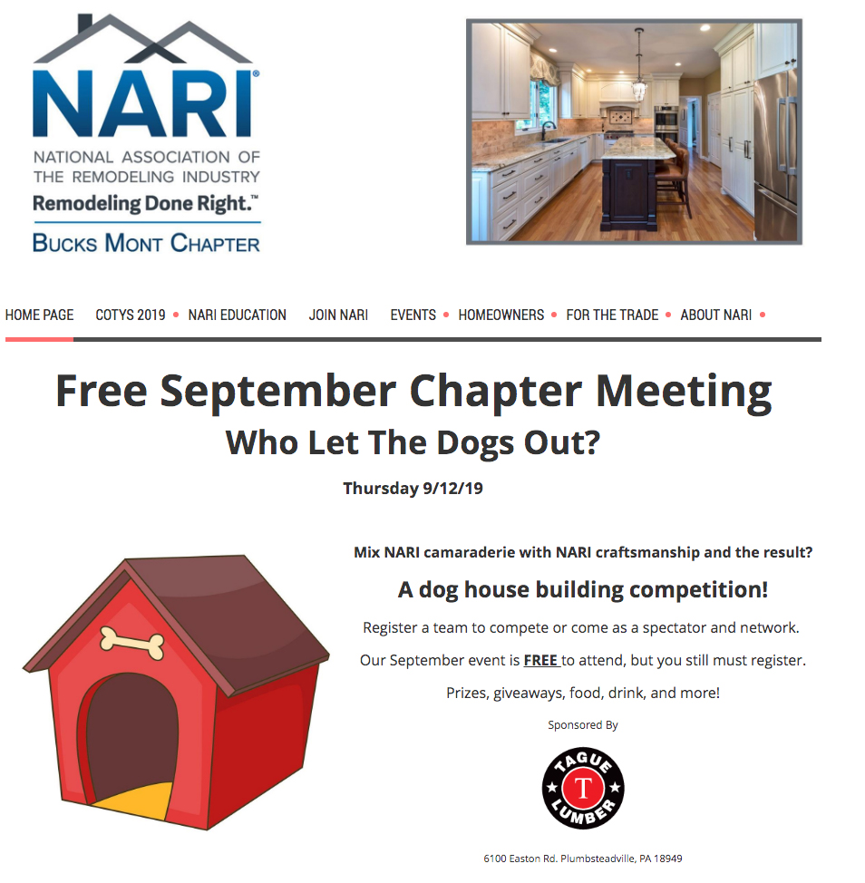 Bucks/Mont NARI Dog House Competition at Tague of Doylestown - Tague Lumber