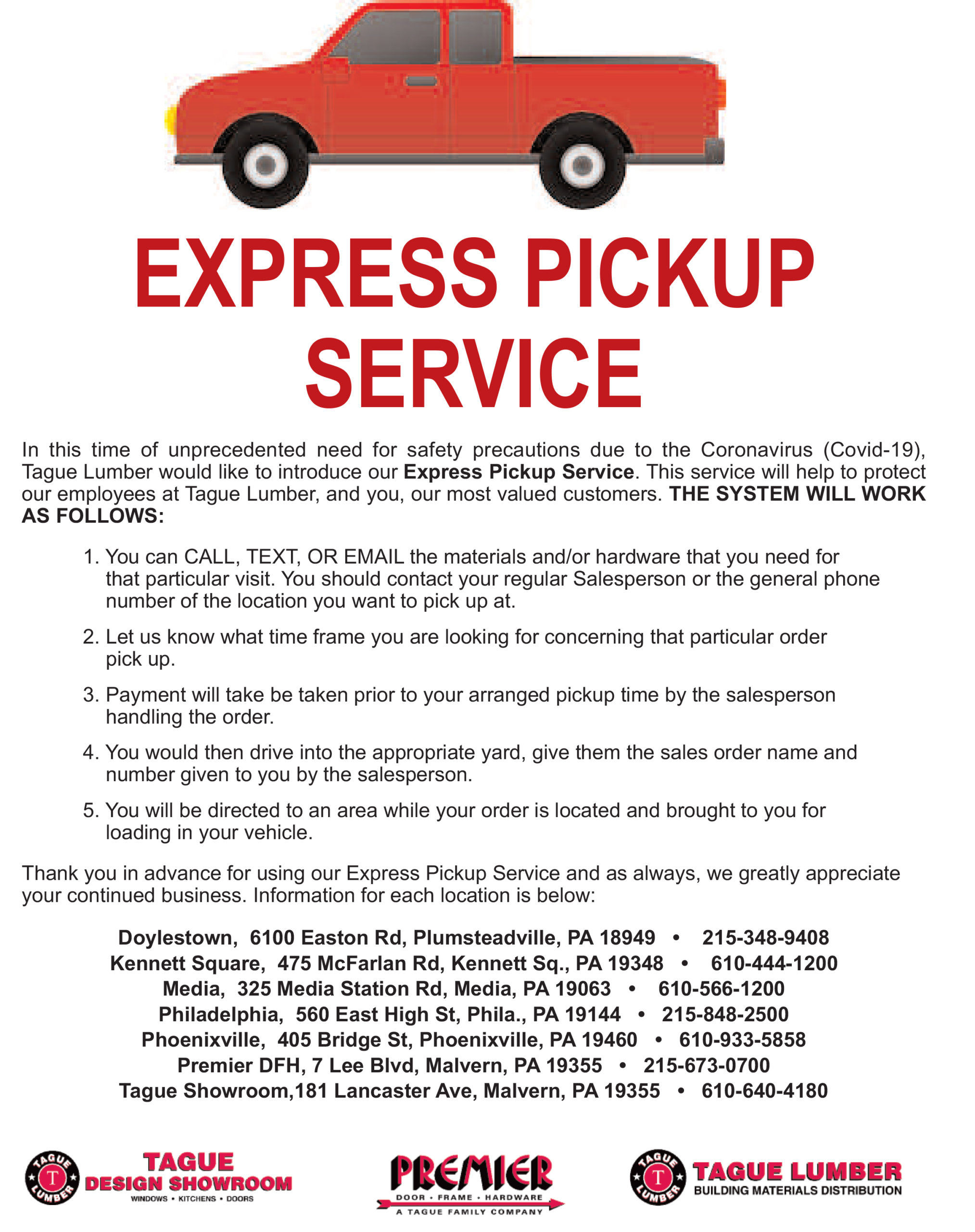 Express Pickup Service now available – Tague Lumber