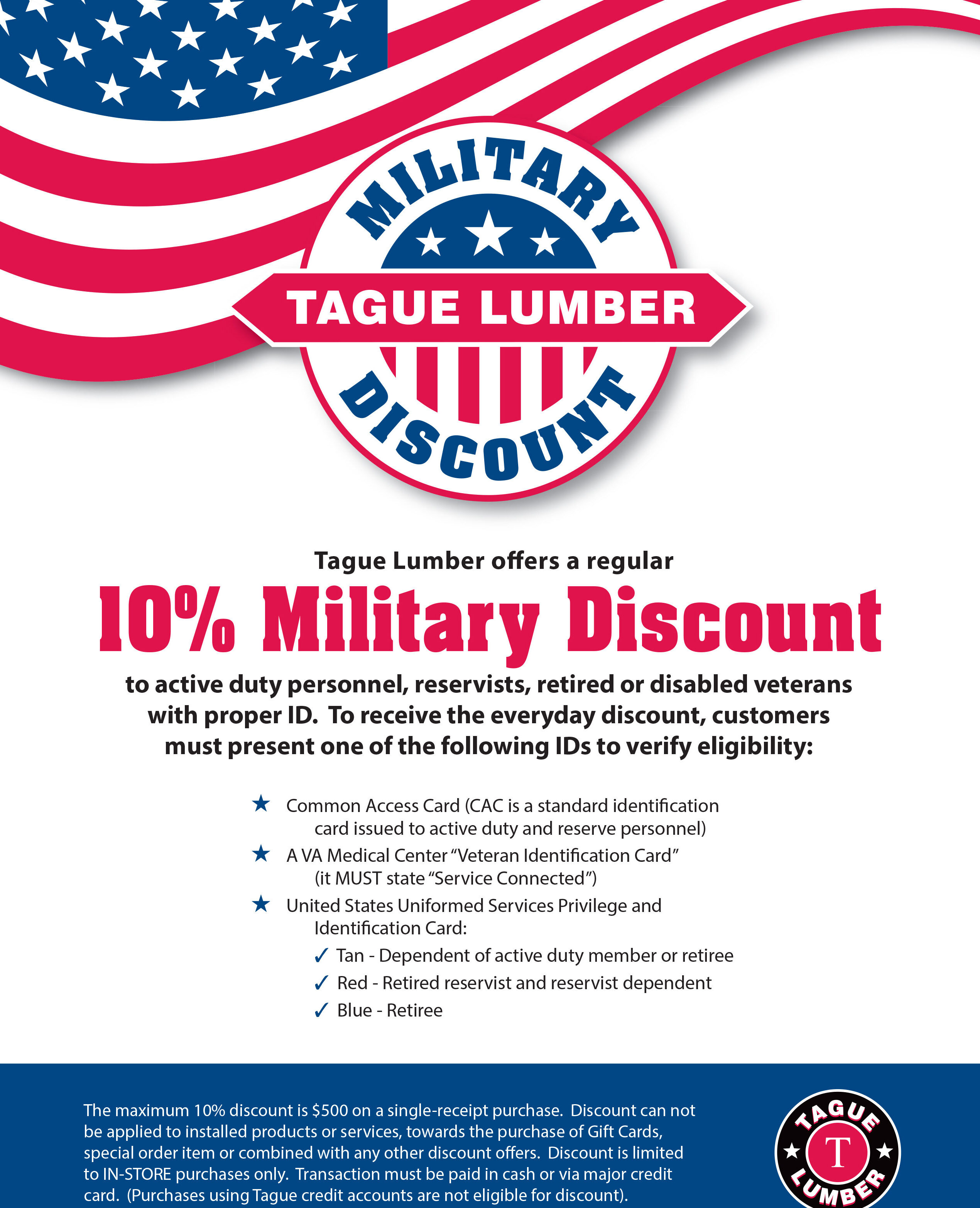 Tague Lumber's Military Discount Program - Tague Lumber